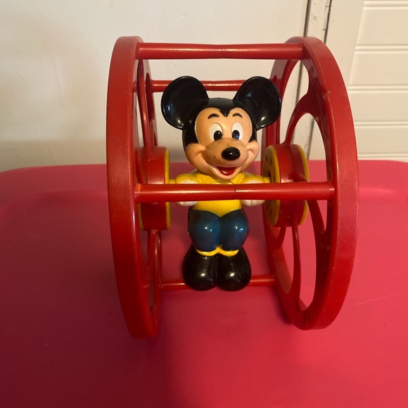 Disney | Toys | Vintage Mickey Mouse Rolling Toy Red And Black | Poshmark